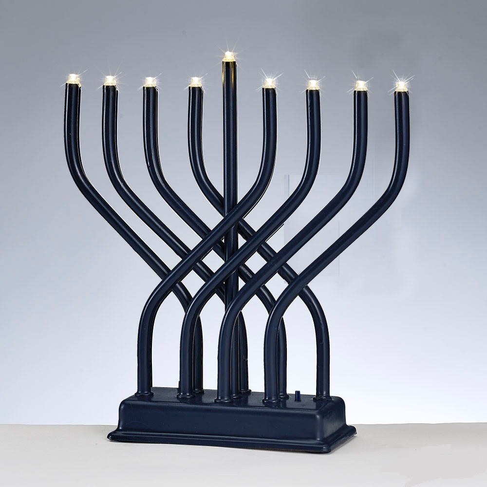 LED Navy Metal Electric Menorah With 4 Lighting Options - Yussel's ...