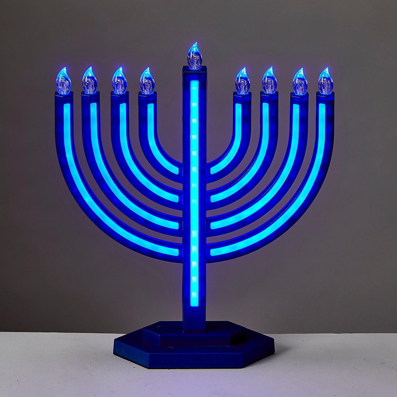 Navy LED Menorah With Multifunction Color Changing Lights - Yussel's ...