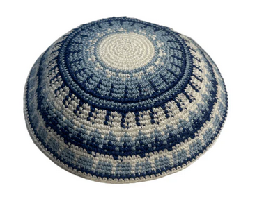 Multi-Blue and White Crocheted Kippah - Yussel's Place Jewish Gifts and ...