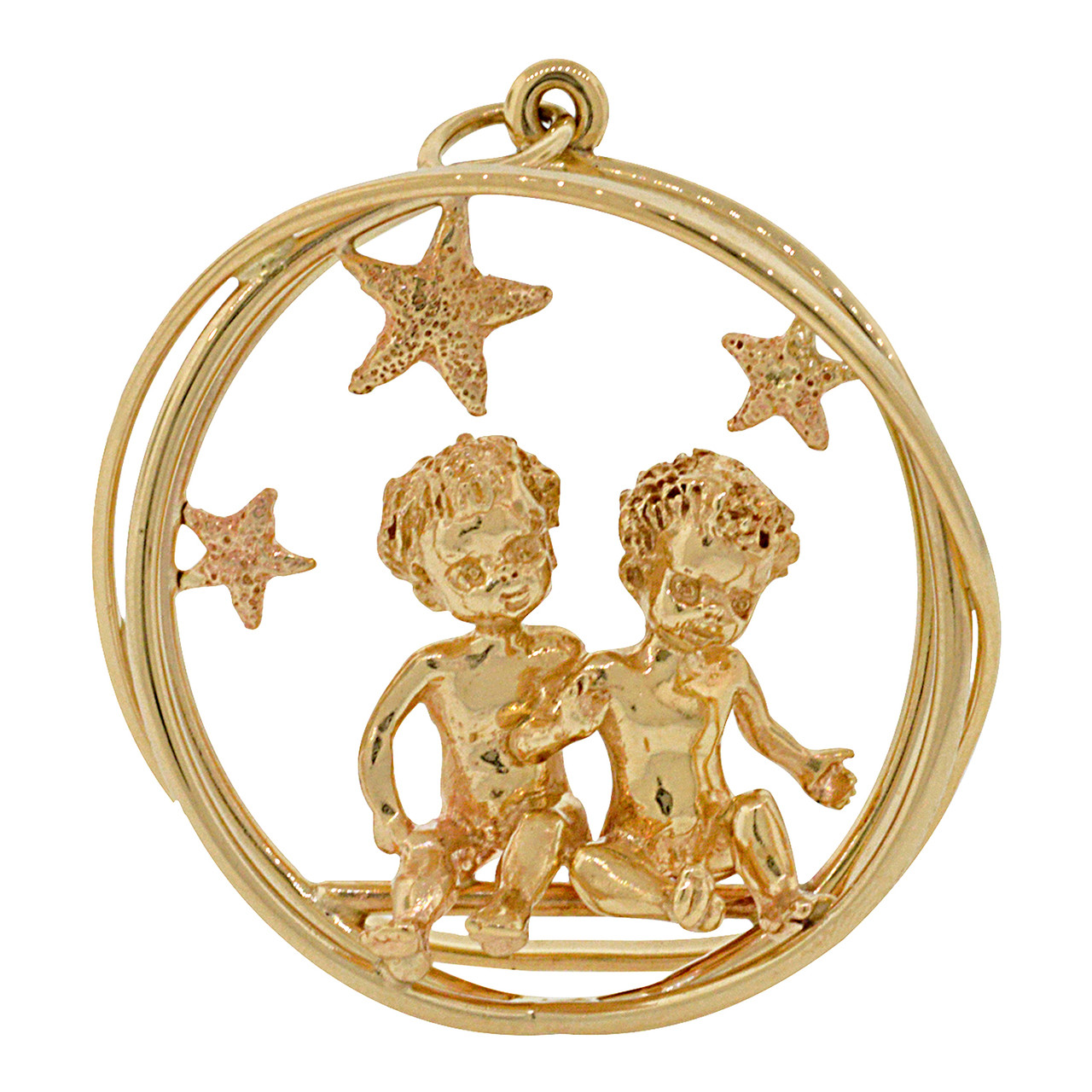 14k Gold William Ruser Angel with Stars Pendant - ShopJW