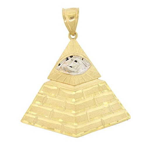 10k Gold All Seeing Eye Pyramid Pendant - ShopJW