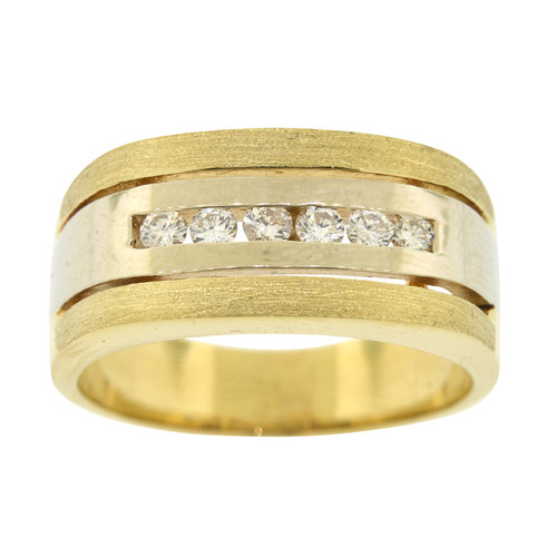 14K Gold Genuine Diamond Modern Boxy Style Band - ShopJW