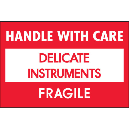2 x 3" - "Delicate Instruments - HWC" - Fragile Labels (Roll of 500 ...