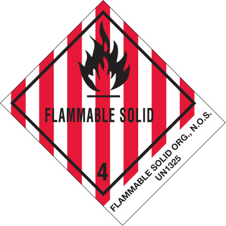 4 x 4 3/4" - "Flammable Solids, N.O.S." Labels (Roll of 500 ...