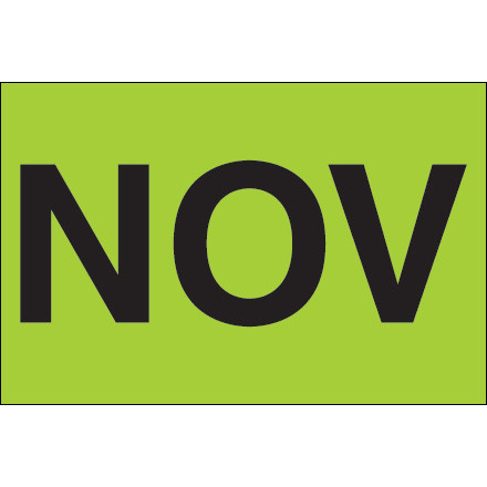 2 x 3" - "NOV" (Fluorescent Green) Months of the Year Labels (Roll of ...