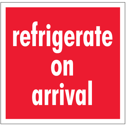 4 x 4" - "Refrigerate On Arrival" Labels (Roll of 500) - Packaging Price