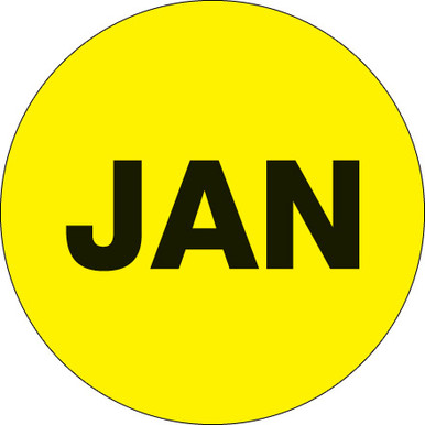 2" Circle - "JAN" (Fluorescent Yellow) Months of the Year Labels (Roll ...
