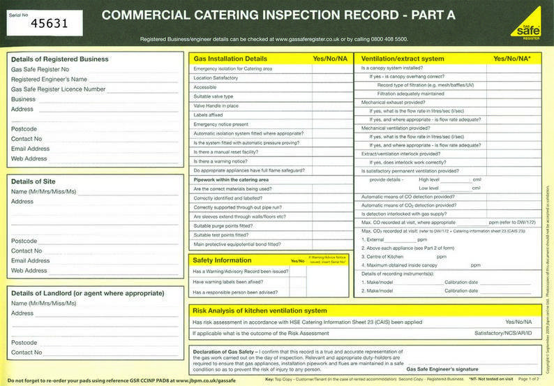 Gas Inspection Record