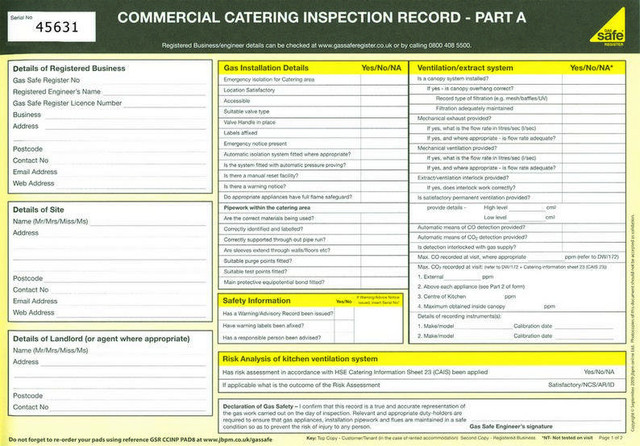 Gas Inspection Record