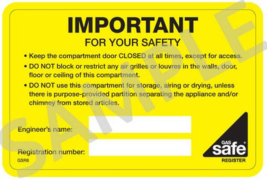Compartment / Vent Important for your Safety Labels GSR8
