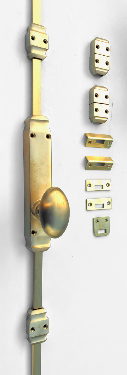 Frank Allart 0871 Traditional Satin Brass Cremone Bolt With Egg Knob