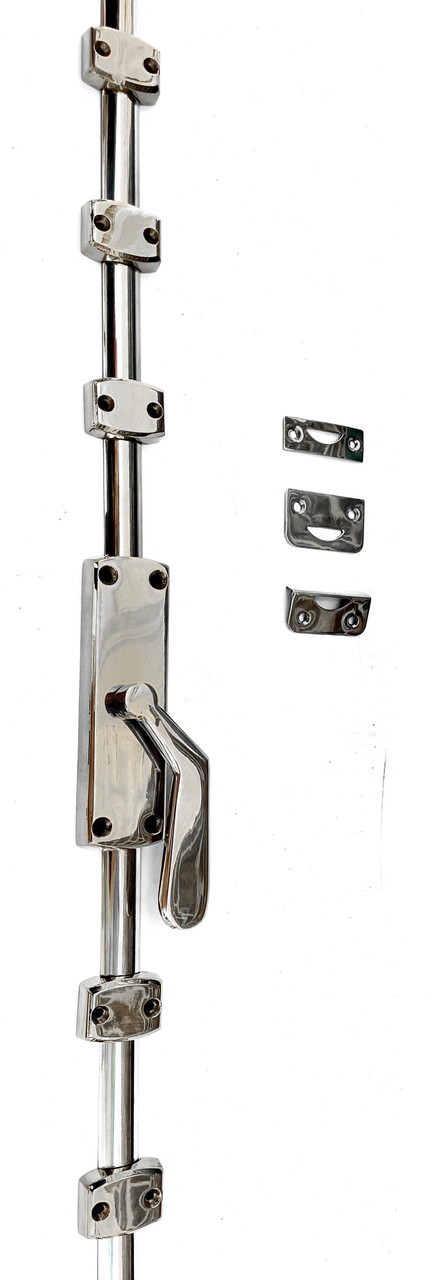 Large Cremone Bolt with Flat Lever In Polished Nickel