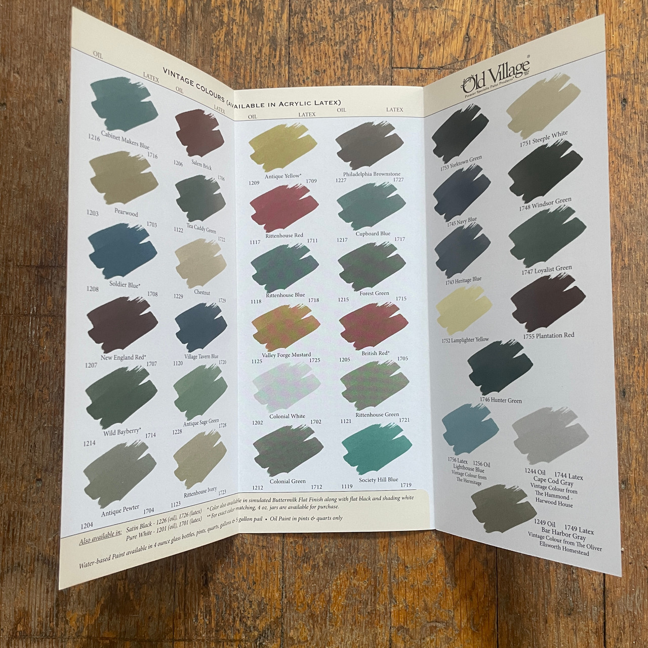 Old Village® Paint Colours Paper Chart