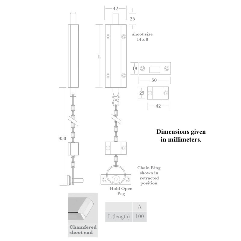 Solid Brass Chain Bolt