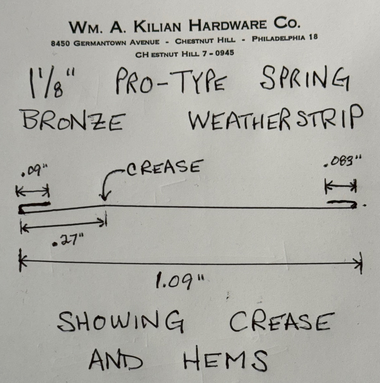 1-1/8" Spring Bronze Weatherstrip Kit