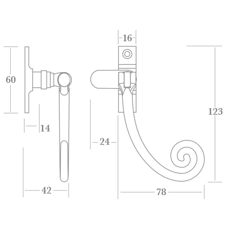 Curlicue Monkey Tail Casement Window Lock