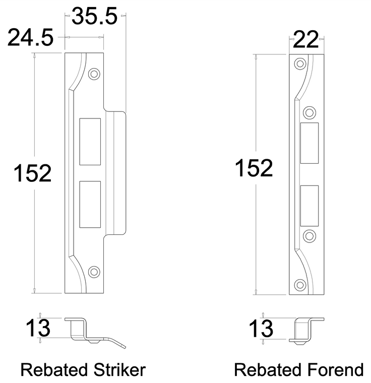 30mm Narrow Backset Rabbeted or Rebated Mortise Lock