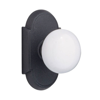 Customizable Emtek Wrought Steel Madison Ivory Knob With Choice Backset