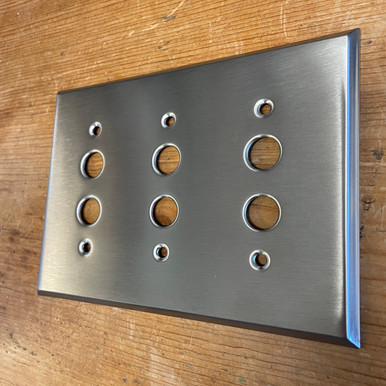 3 Gang Pushbutton Switch Plate In Stainless Steel
