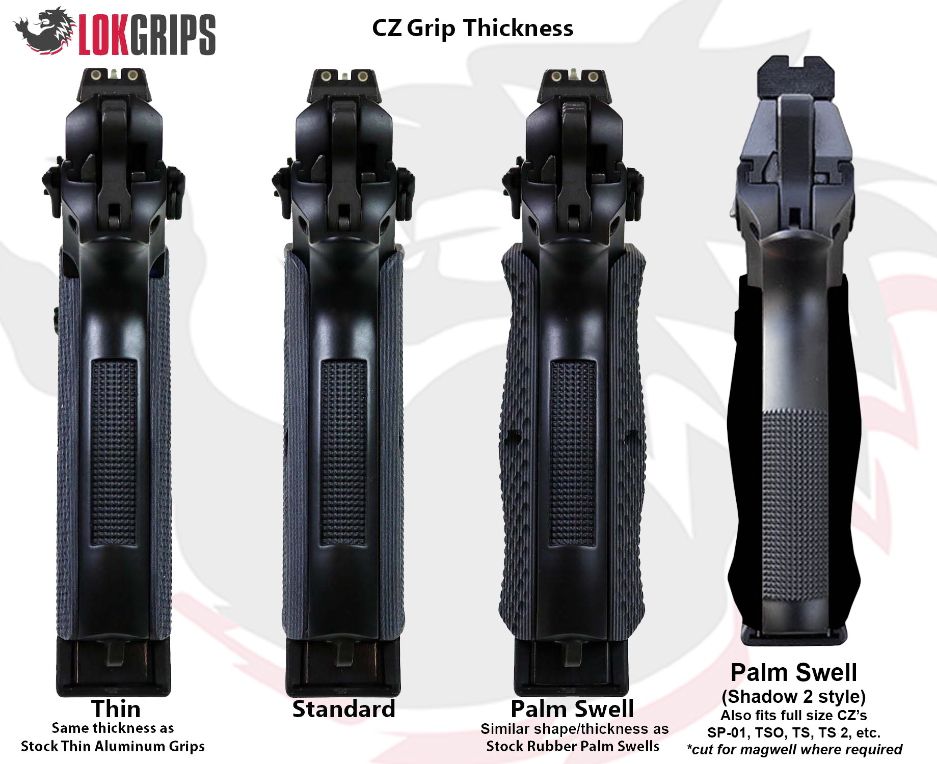 CZ Shadow 2 Thin GridLOK Aluminum - LOK Grips