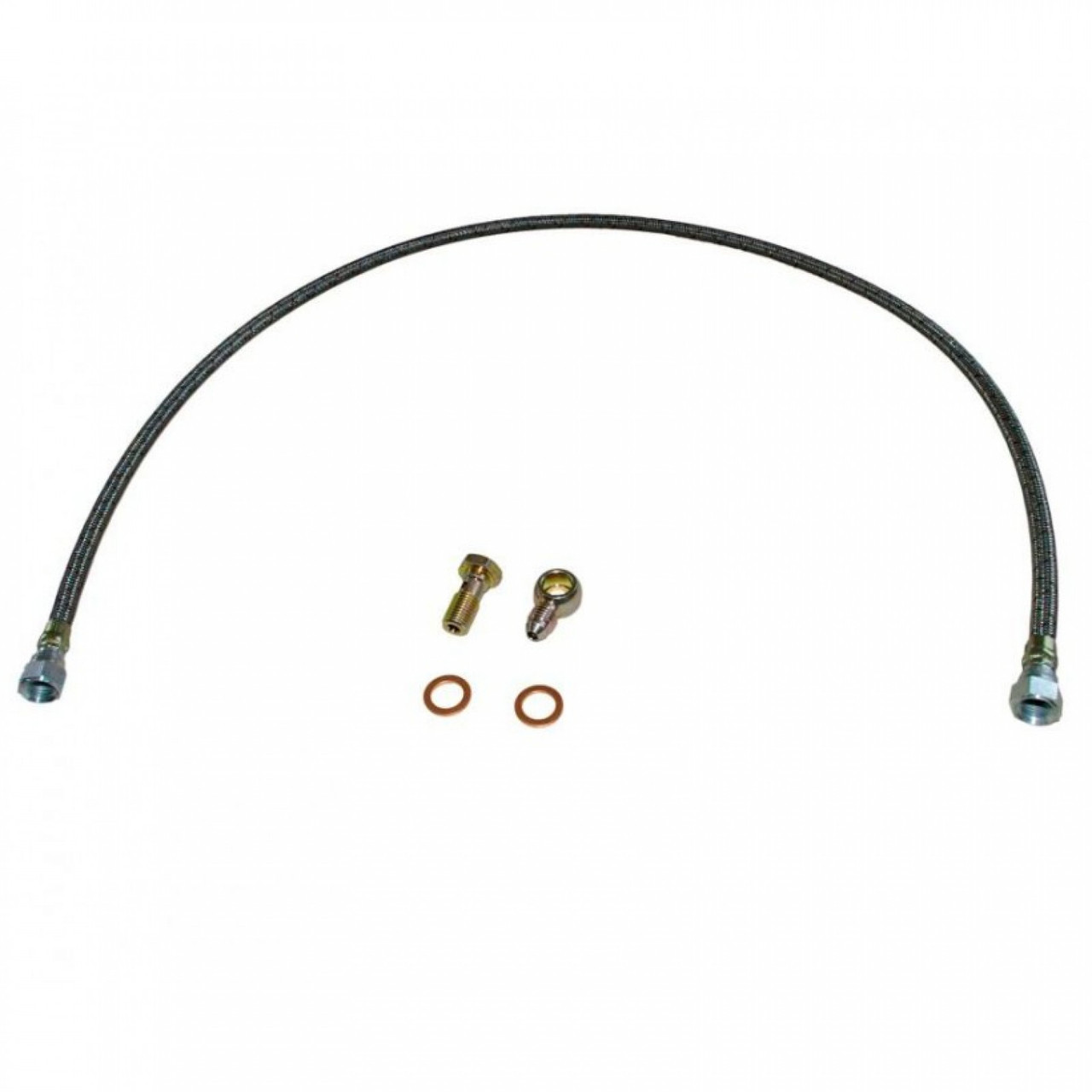 obp Motorsport 530mm St/St Braided Reservoir Feed Pipe with Banjo Bolt ...