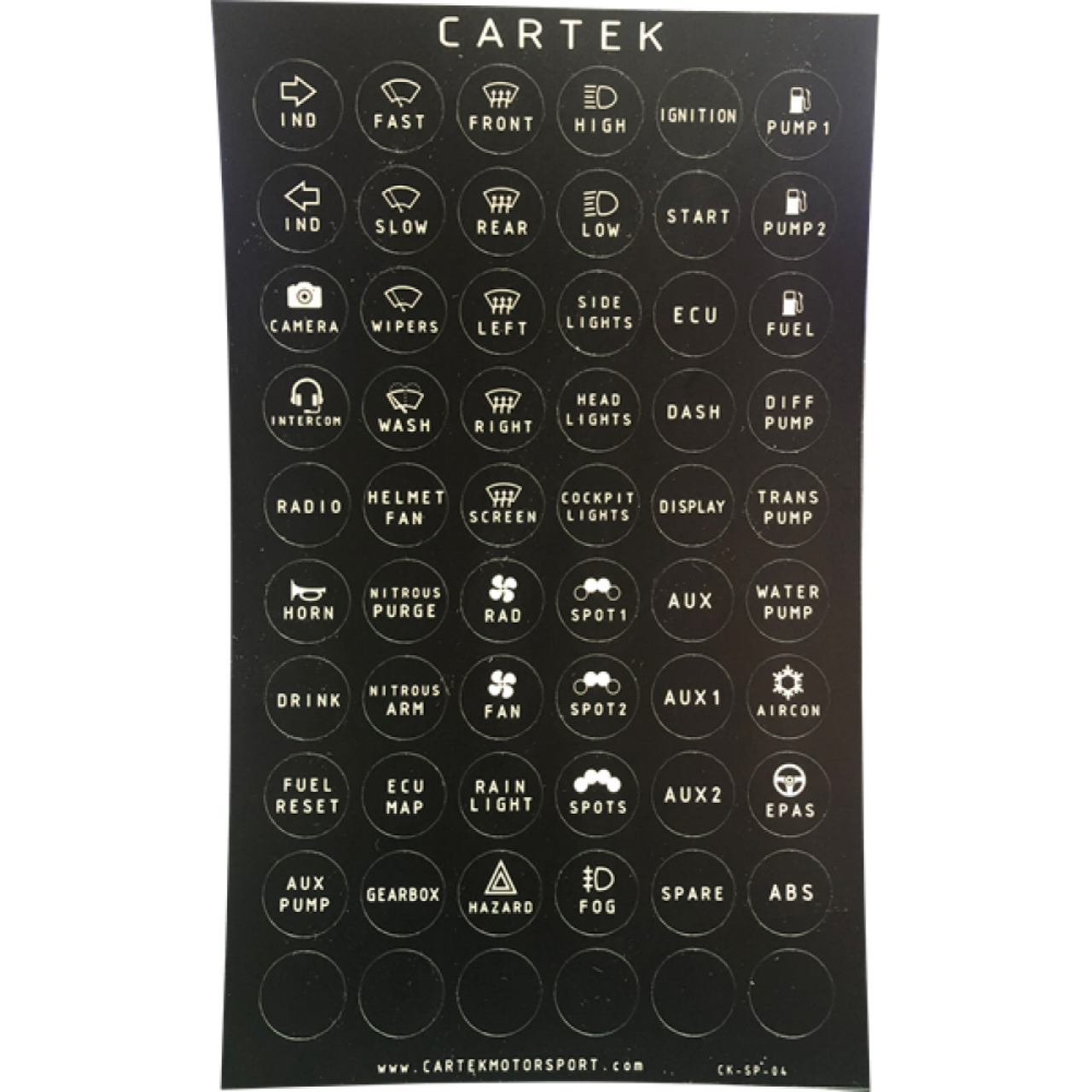Cartek Power Distribution Panel Labels (Retro) - Paddock Performance