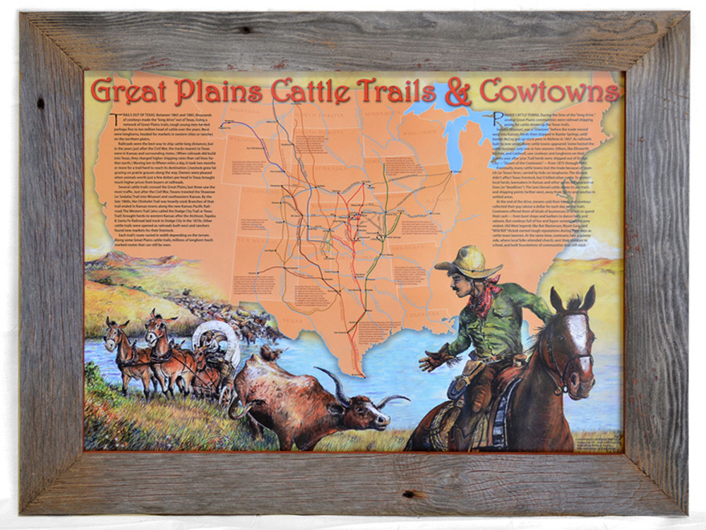 Great Plains Cattle Trails and Cowtowns Poster - Hansen Wheel and Wagon ...
