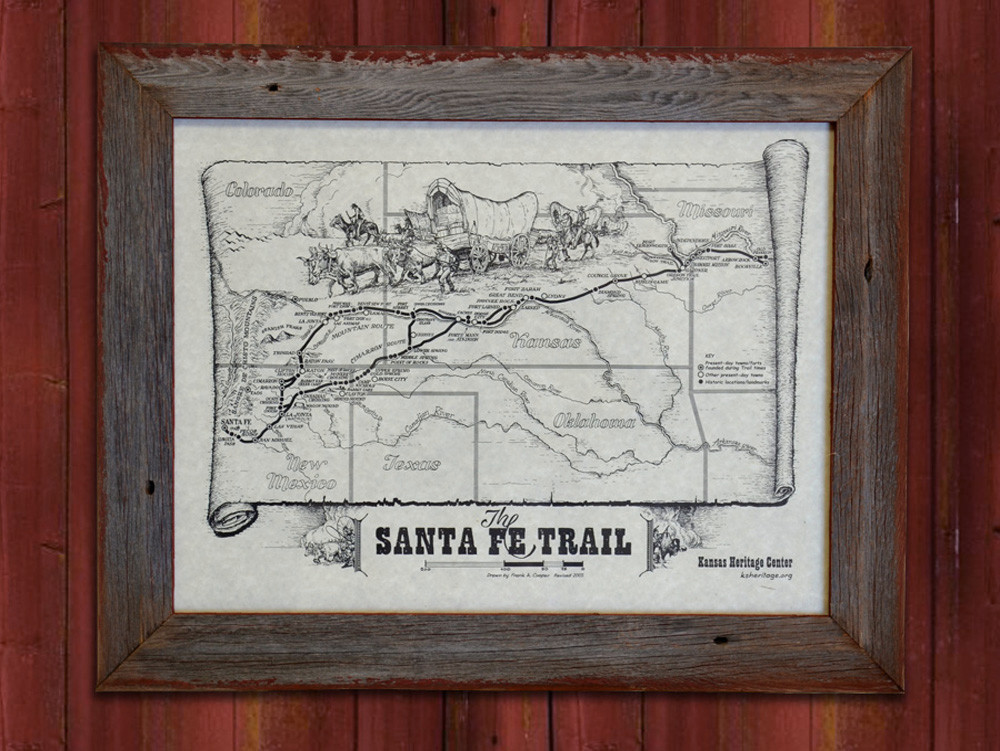Santa Fe Trail Map Poster-Poster Only - Hansen Wheel and Wagon Shop