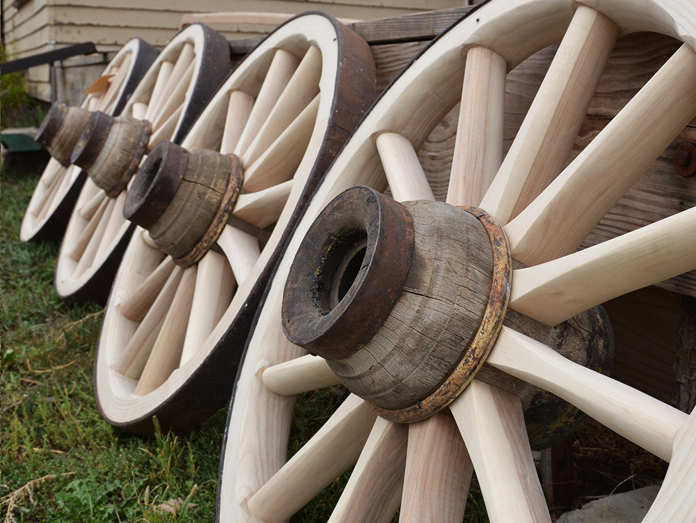 New Spokes and Felloes on Wood Hub Wheel - Hansen Wheel and Wagon Shop
