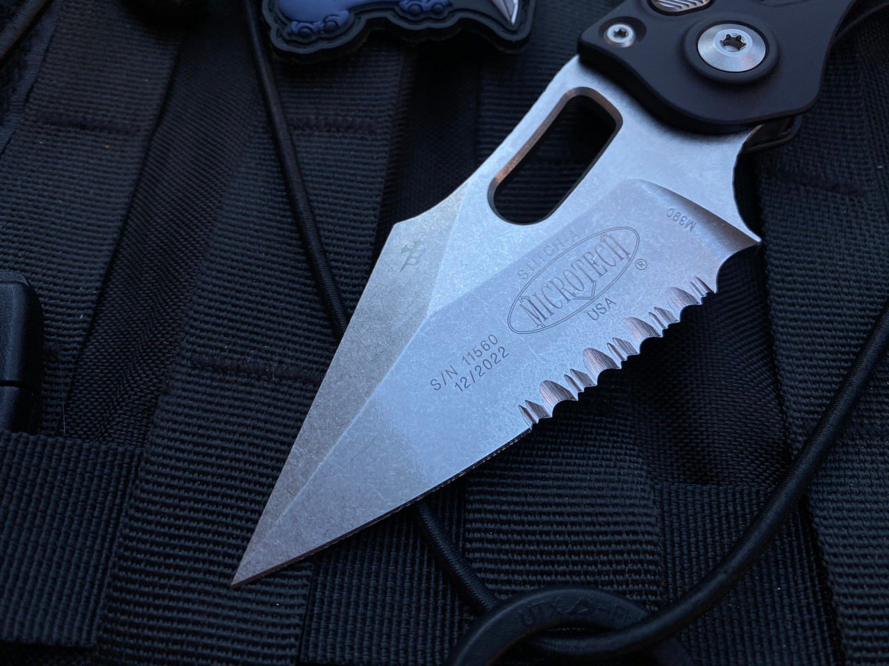 Microtech Stitch Auto Stonewashed Partially Serrated Ntl