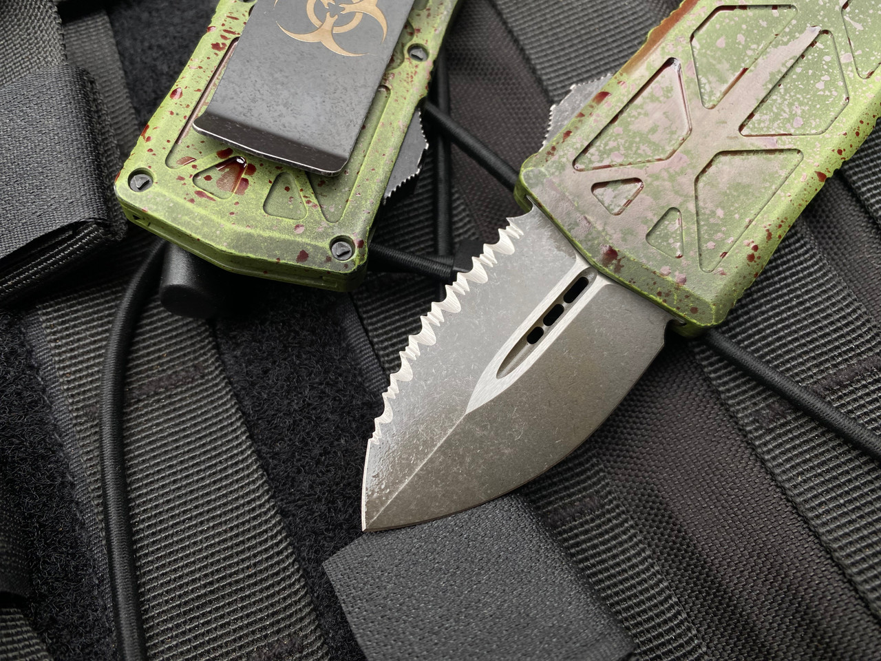 Microtech Exocet Outbreak Pattern Aluminum Body w/ Full Serrated ...