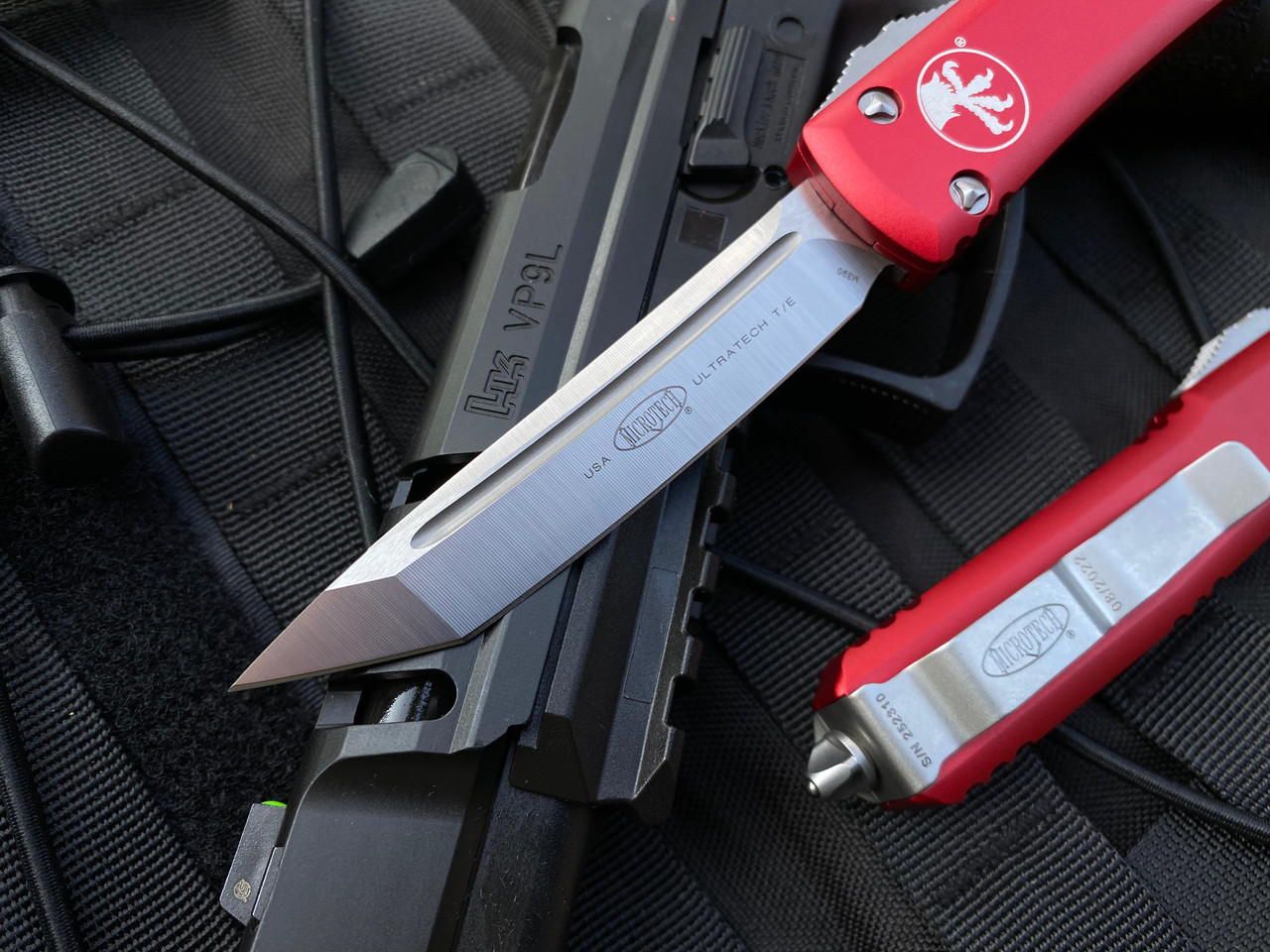 Microtech Ultratech | Red Aluminum Body Satin Blade | NTL