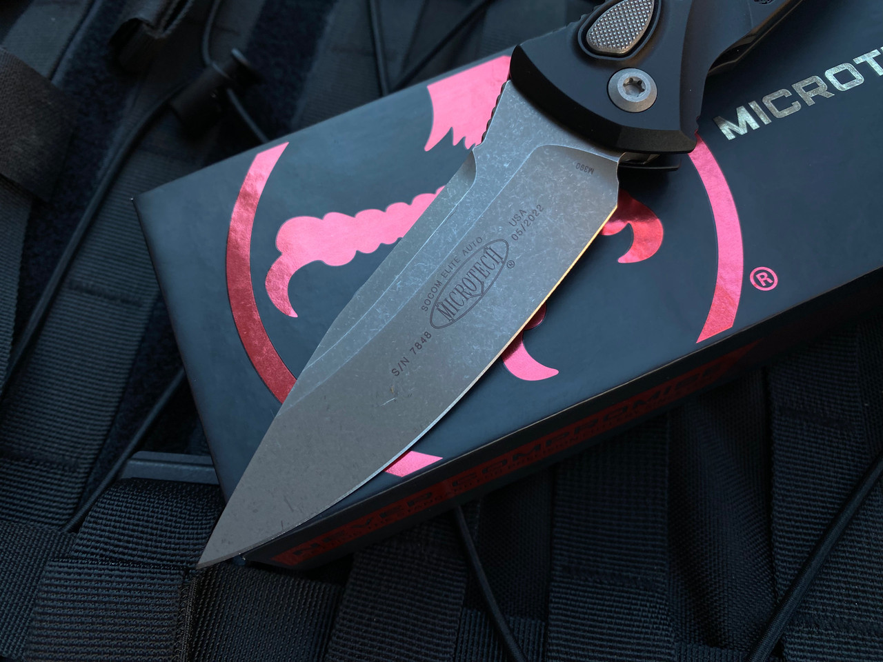 Microtech Socom Elite S/E Auto Black Aluminum Body w/ Apocalyptic Plain ...