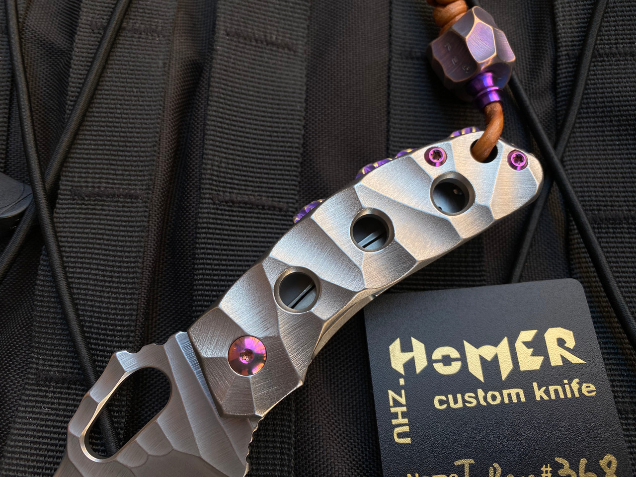 Homer Zhu Custom T-Rex Folder Sculpted Titanium Body w/ Purple Hardware ...