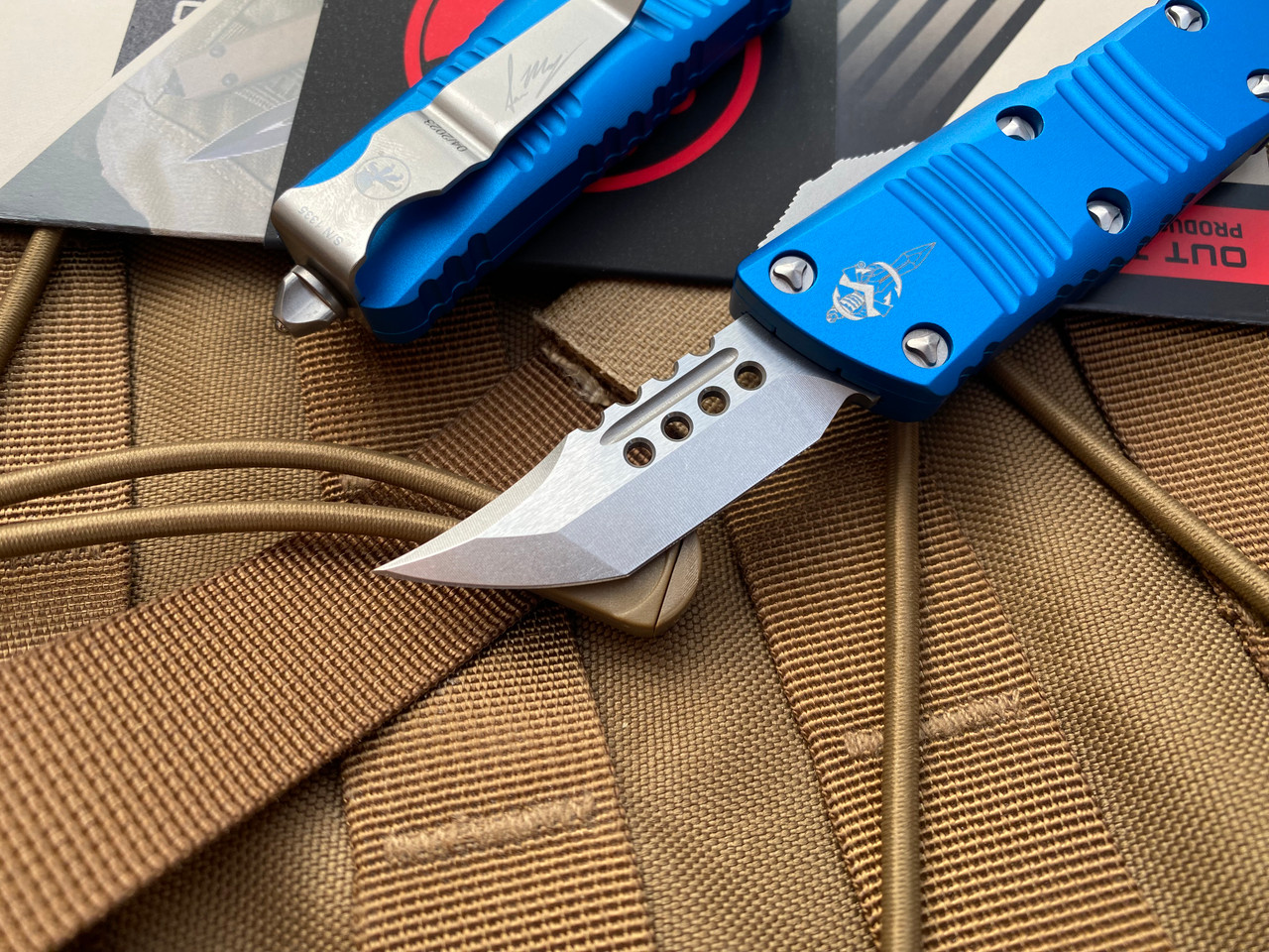 Microtech Mini Troodon Hellhound Blue Aluminum Body w/ Stonewashed ...