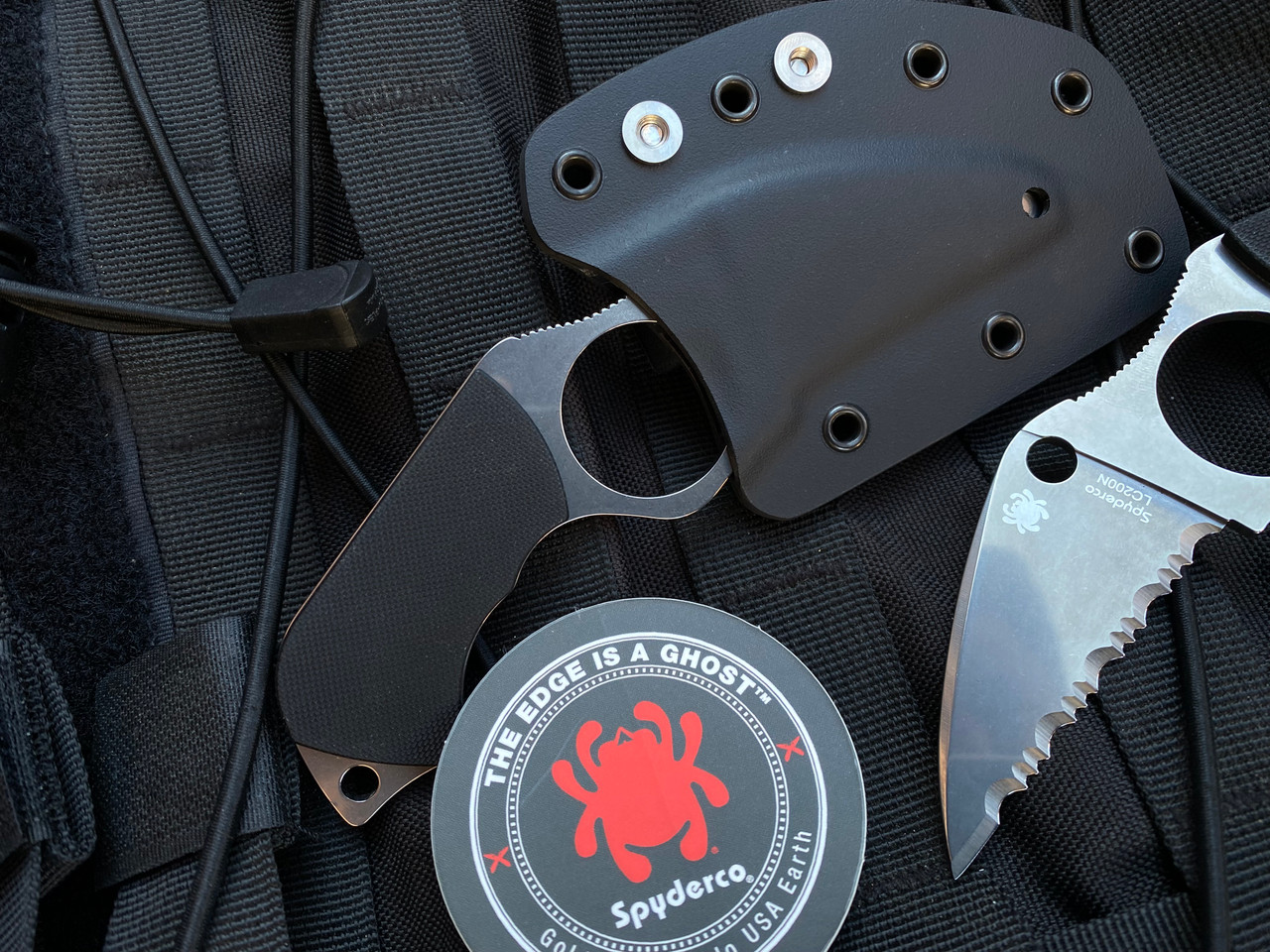 Spyderco Swick 5 Fixed Blade Neck Knife Black G10 Scales w/ LC200N ...