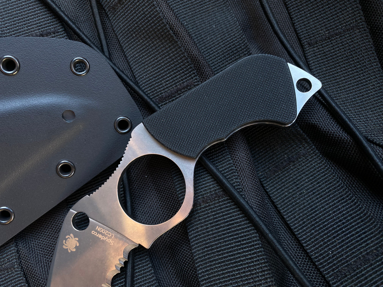 Spyderco Swick 5 Fixed Blade Neck Knife Black G10 Scales w/ LC200N ...