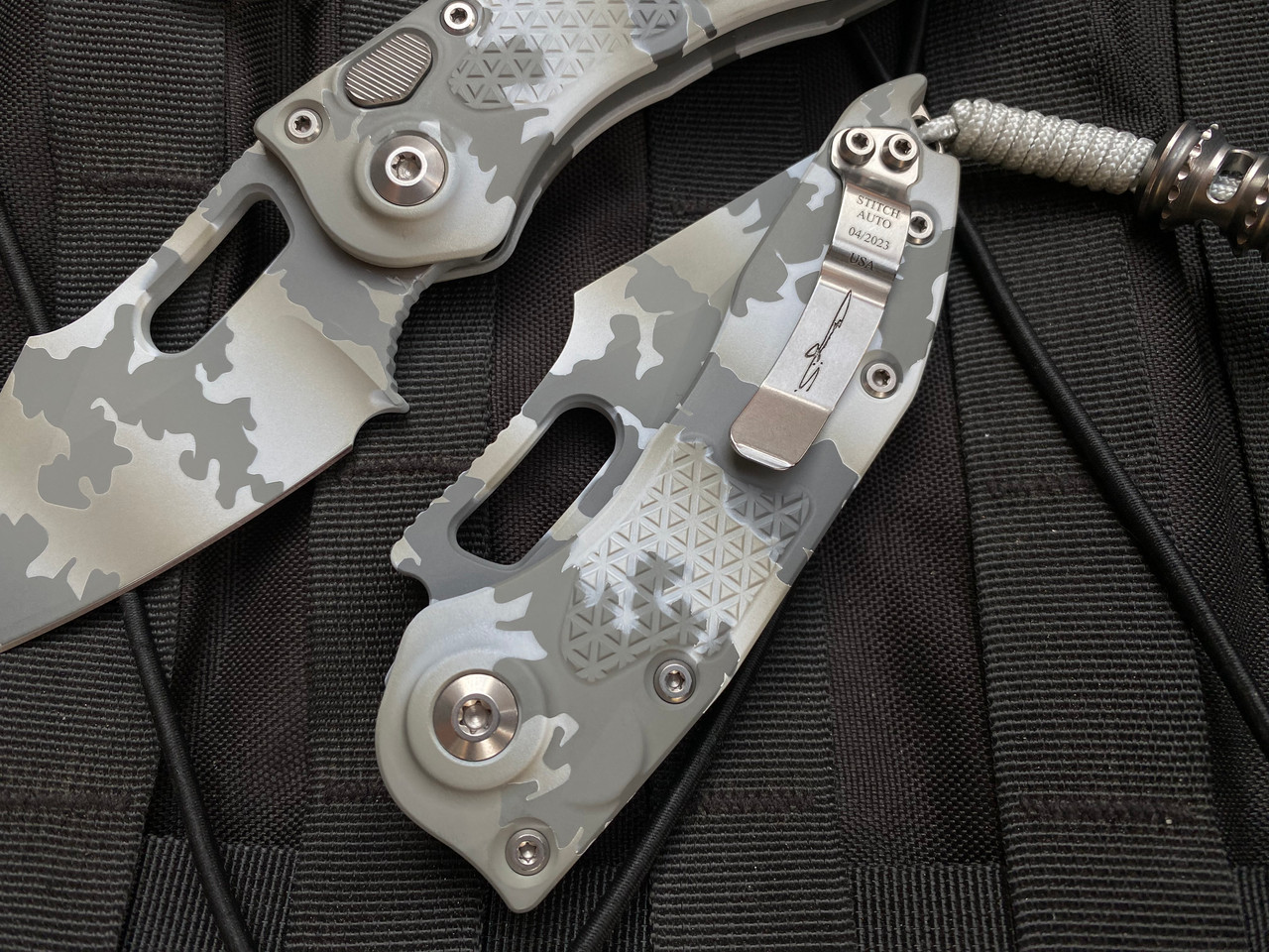 Microtech Stitch Auto | Artic Camo Plain Edge | NTL