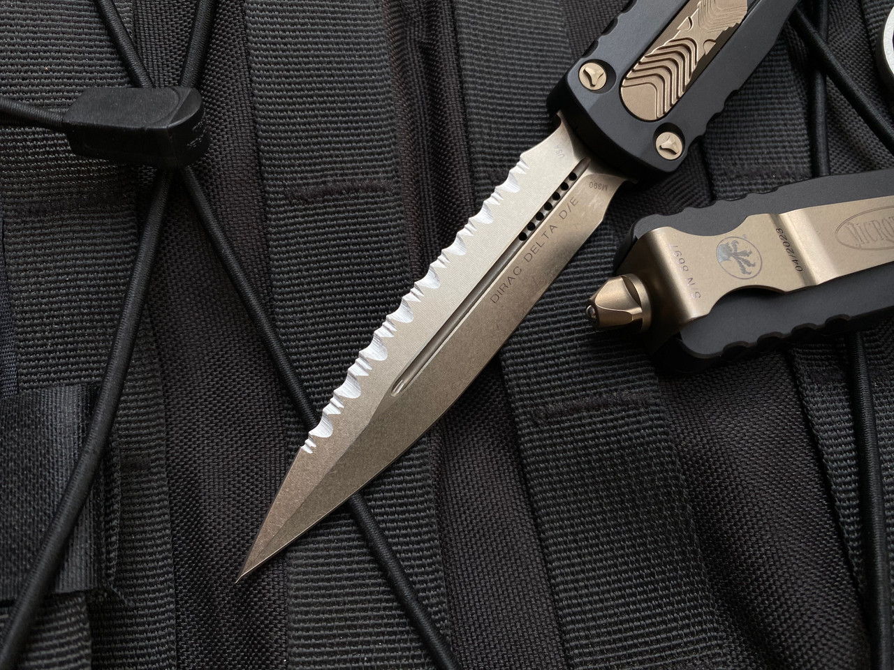 Microtech Dirac Delta | Bronzed Full Serrated | NTL