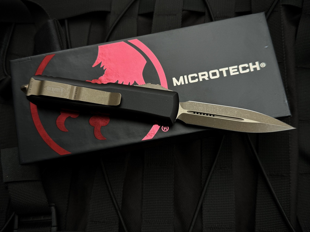 Microtech UTX-85 D/E | Black Body Bronzed Hardware | NTL