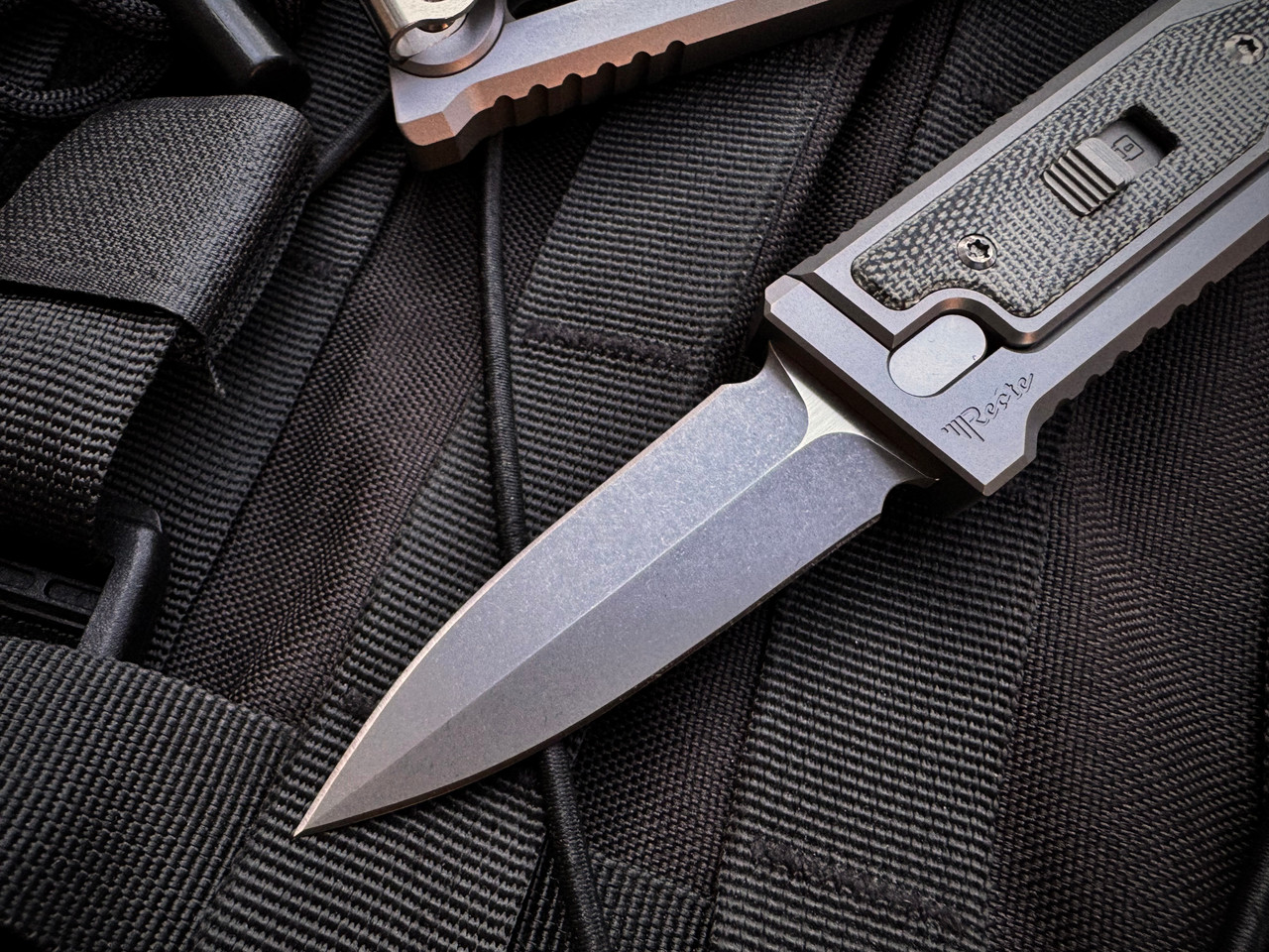 Reate Exo Mini Gravity Knife Titanium Black Micarta Inlaid Body w/ CPM ...
