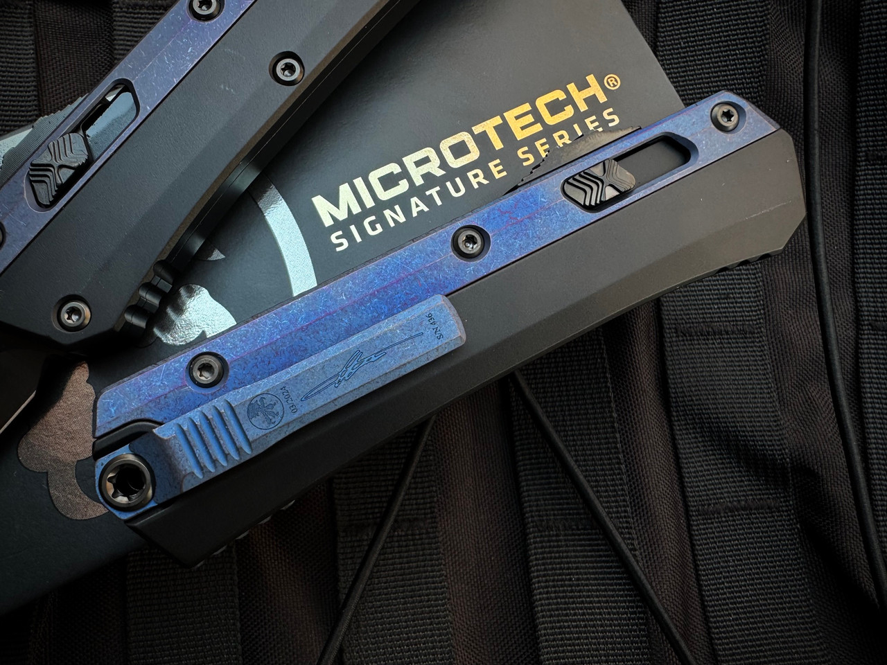 Microtech Glykon | Blurple Ti Body DLC Part Serr | NTL