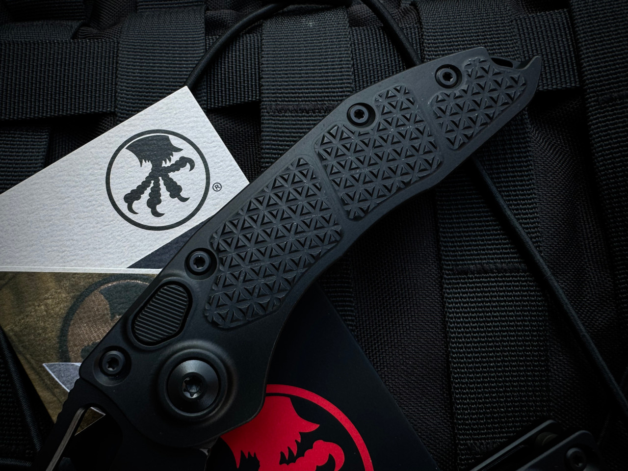 Microtech Stitch Auto | Tactical Black Partial Serr | NTL