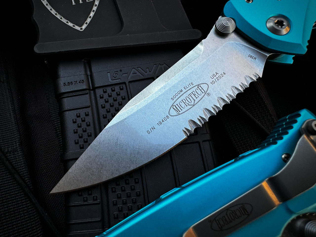 Microtech Socom Elite Folder S/E Turquoise Aluminum Body w/ M390MK ...