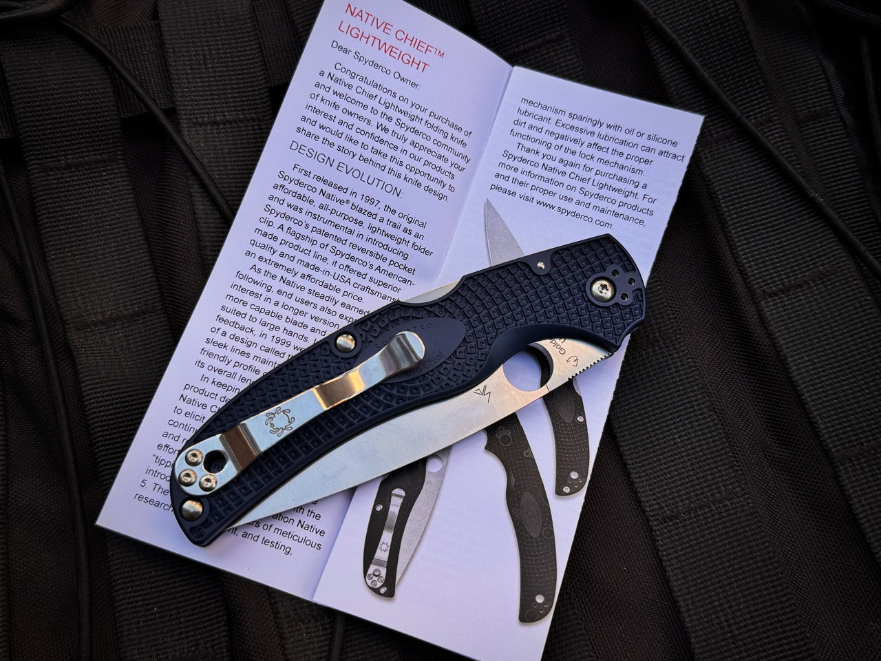 Spyderco Native Chief Dark Blue Lightweight FRN Scales w/ S110V Plain ...