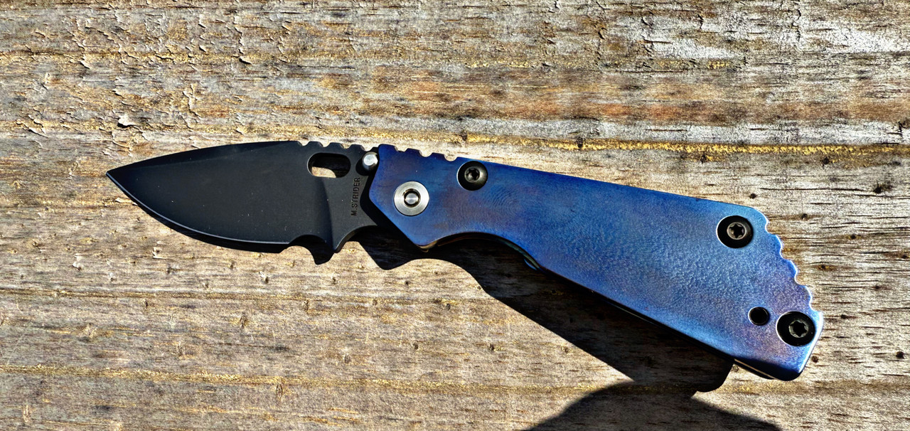 Strider PT Folder Magnacut Plain edge w/Flamed Ti body