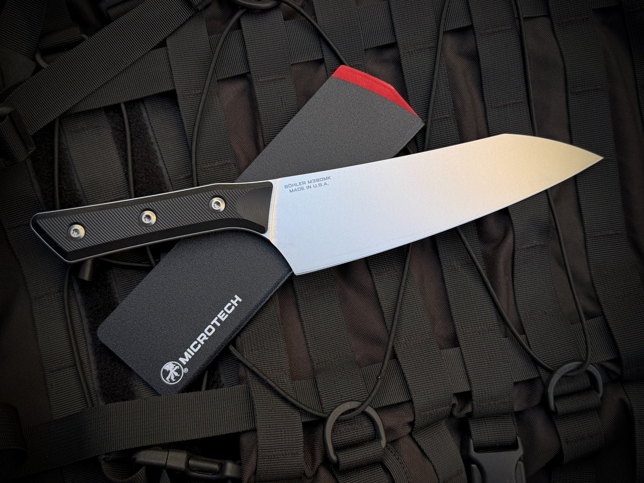 Microtech 8" Chef Knife Black G10 Handles w/ M390MK Stonewashed Plain ...