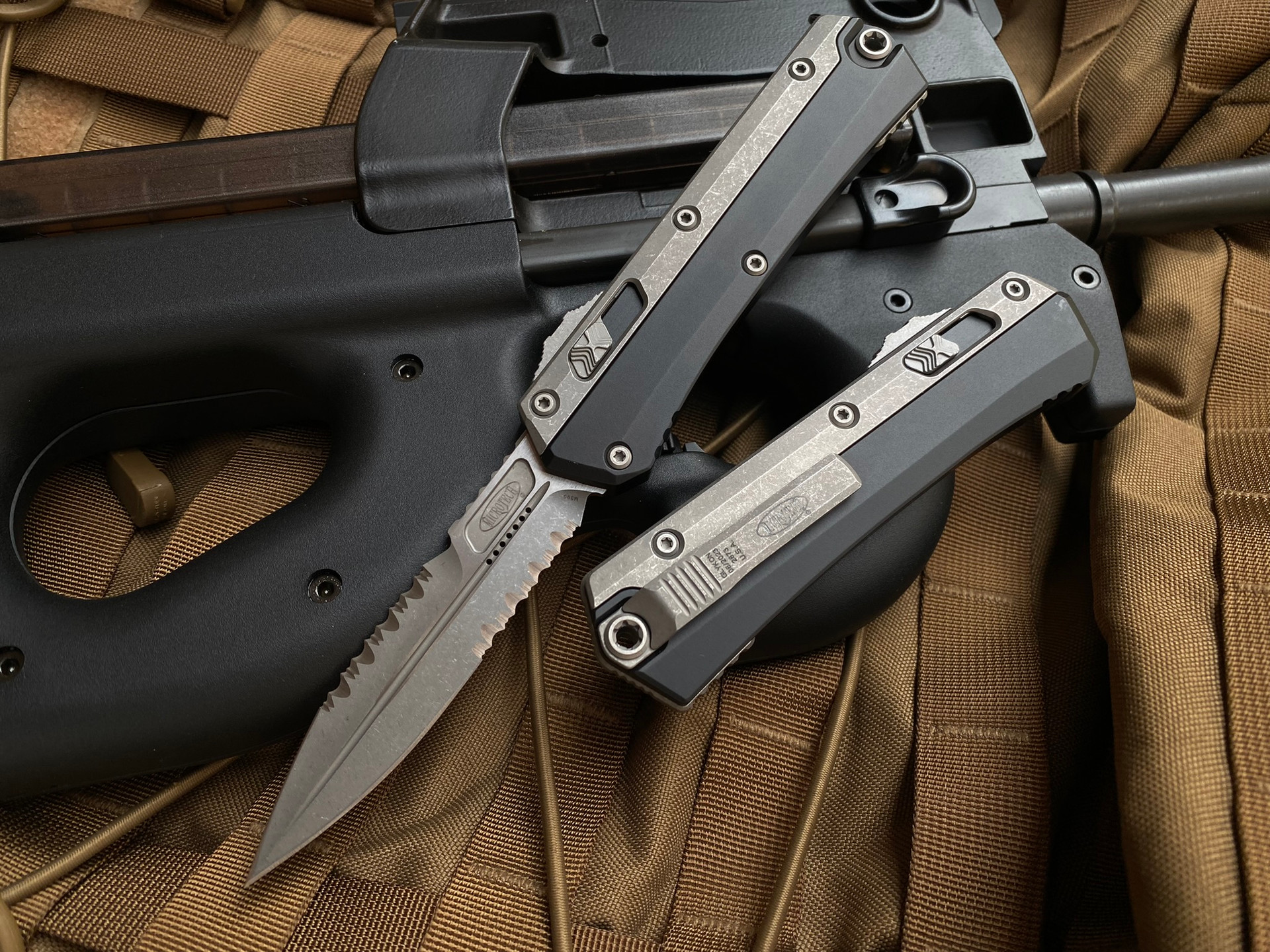 Microtech Socom Elite T/E Folder Black Aluminum Body w/ Two Tone Black ...