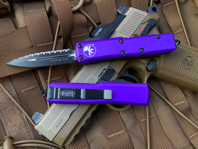 Microtech UTX-85 D/E | Purple Body Full Serrate Blade | NTL