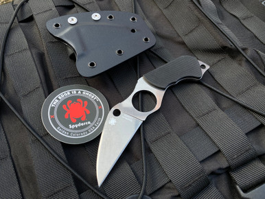 Spyderco Swick 6 Fixed Blade Neck Knife Black G10 Scales w/ LC200N ...